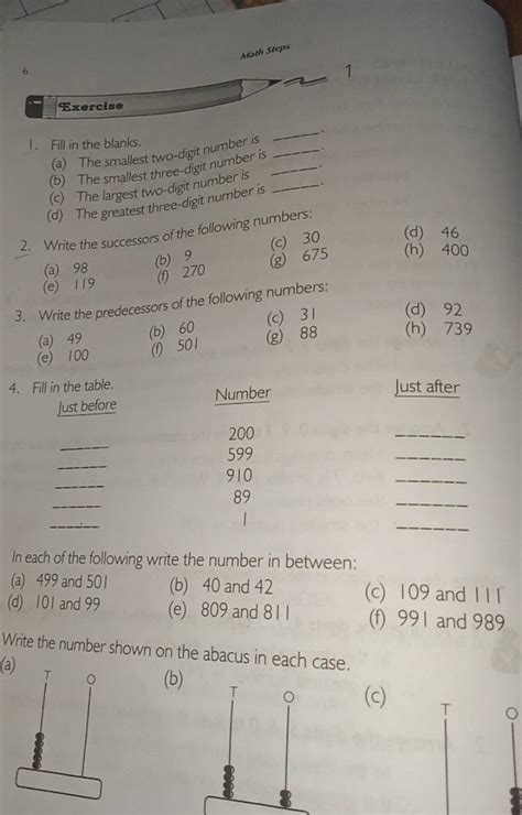 A The Smallest Two Digit Number Is 1 Fill In The Blanks B The Small