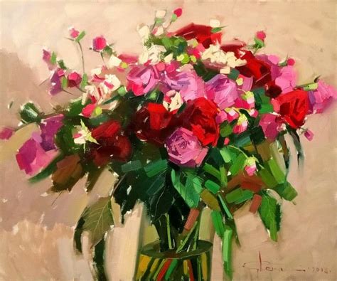 Купити картину «Троянди з квітами олійними фарбами на полотні в стилі імпресіонізм Саченко