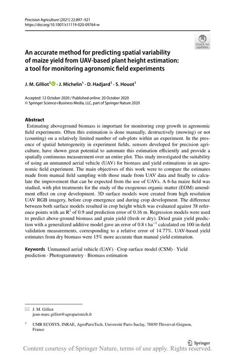 An Accurate Method For Predicting Spatial Variability Of Maize Yield