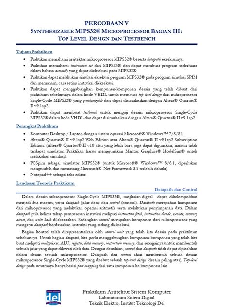 Praktikum Modul 5 Top Level Design Dan Testbench Pdf