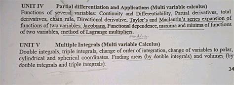 unit iv partial differentiation and applications multi variable calculus