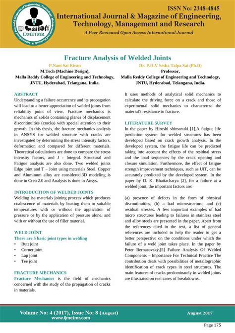 Pdf Fracture Analysis Of Welded Joints Ijmetmr · Fracture Analysis Of Welded Joints