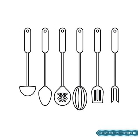 Premium Vector Kitchen Cook Utensils Icon Vector Template