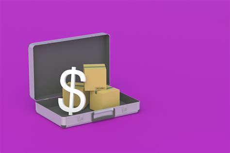 정장 케이스 근처 상자 달러 기호 배달 서비스 운송 회사에 투자하는 개념 상품의 수입 및 수출 관세 국제 무역 배송비 배송비 3차원 형태에 대한 스톡 사진 및 기타 이미지