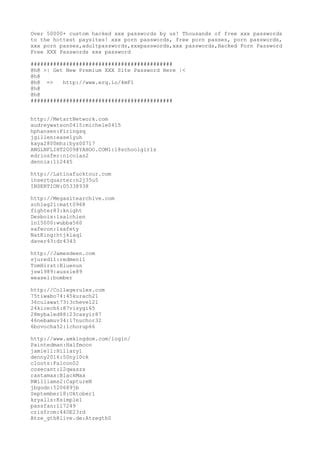 Daily Update Free Porn Passwords 100 Working TXT