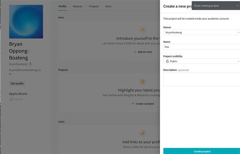 Cannot Create Personal Project Wandb Help Wandb Community