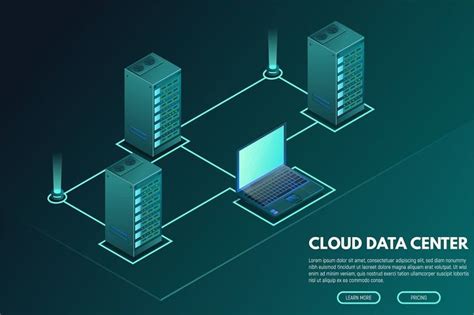 Data Center Isometric Banner With Computer And Servers Seguridad Cibernética