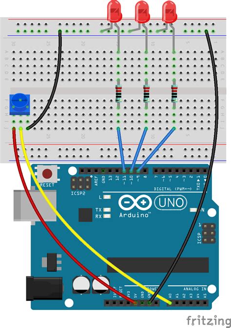 Controlling LED Arrays With Potentiometer SunFounder Beginners