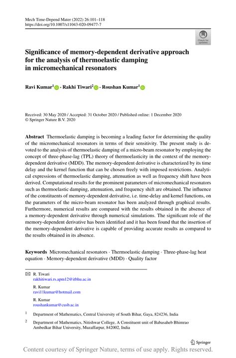 Significance Of Memory Dependent Derivative Approach For The Analysis