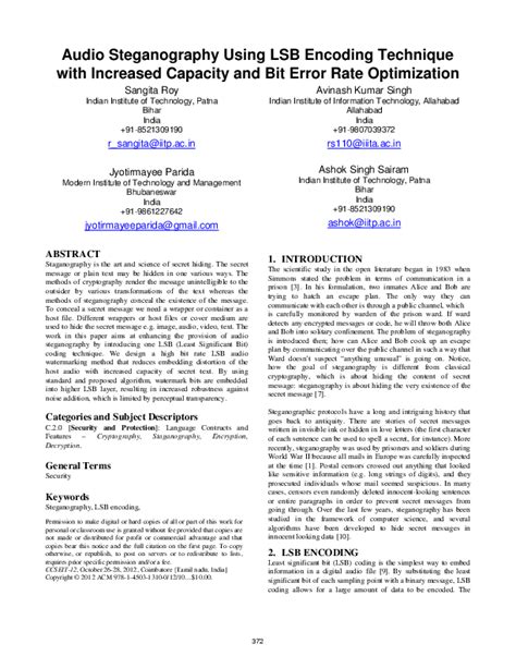 Pdf Audio Steganography Using Lsb Encoding Technique With Increased