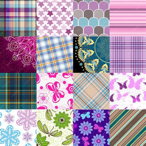 Premium Vector Patchwork Fabric Seamless Art Background