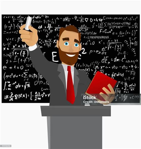 물리학과 수학 교수 과학 강의 실시 하 고 분필로 칠판에 수식을 씁니다 공부에 대한 스톡 벡터 아트 및 기타 이미지 공부 과학 과학자 Istock