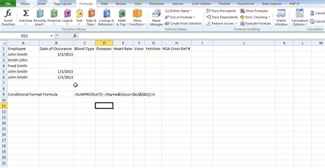 conditionally format rows with duplicate entries across two columns r