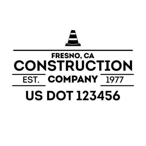 Company Construction Truck Decal With 2 Regulation Numbers Usdot