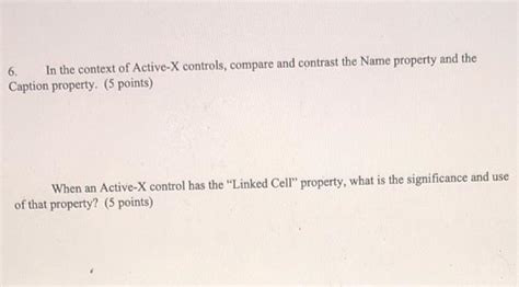 Solved 6 In The Context Of Active X Controls Compare And