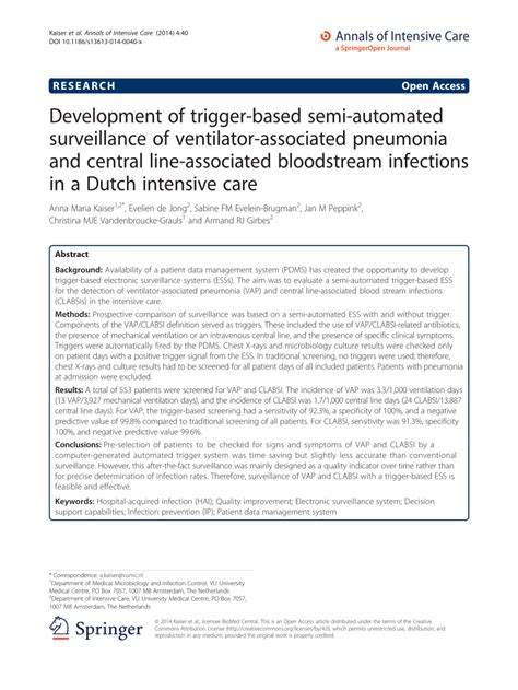 Pdf Development Of Trigger Based Semi Automated Surveillance Of Ventilator Associated