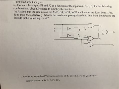 Solved Circuit Analysis A Evaluate The Outputs F1 And F2