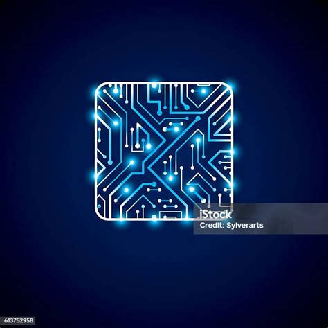 Desain Cpu Teknologi Vektor Dengan Skema Mikroprosesor Luminescent Biru