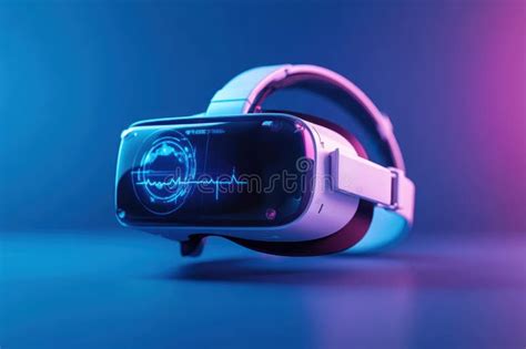 Innovative Virtual Reality Headset Displaying Heart Rate Monitor In A Vibrant Setting Stock