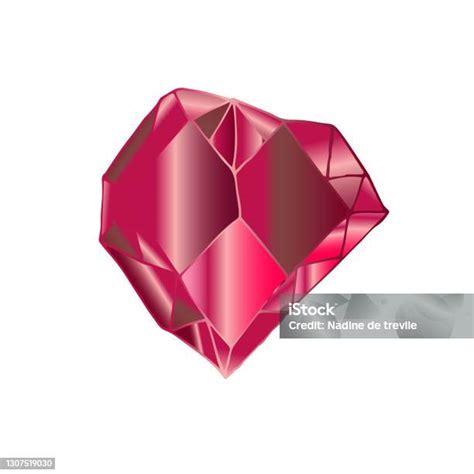 흰색 배경에 고립 된 심장 모양의 붉은 루비의 치유 결정 만화 스타일의 벡터 일러스트레이션 디자인과 장식을위한 신비한 결정 0명에 대한 스톡 벡터 아트 및 기타 이미지