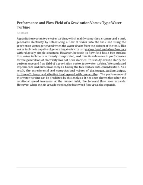 Doc Gravitation Vortex Type Water Turbine