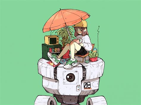 Download Wallpaper 1600x1200 Anime Girl Holiday Relaxed Art