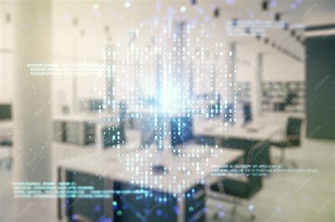 Premium Photo Abstract Virtual Code Skull Hologram On A Modern Furnished Classroom Background