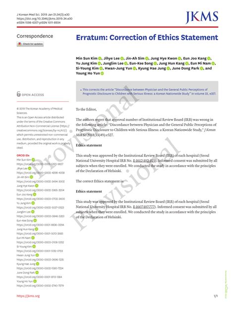 Pdf Erratum Correction Of Ethics Statement