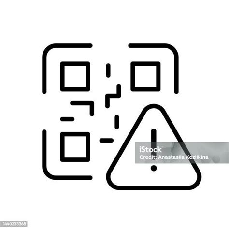 경고 표시 라인 아이콘이있는 Qr 코드 스티커 제품 라벨링 암호화 된 정보 틱 스캔 돋보기 스캔 수신 쇼핑 기술 개념입니다 벡터