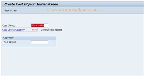 KKC SAP Tcode Create Cost Object