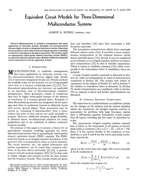 Pdf Equivalent Circuit Models For Three Dimension Multiconductor Systems