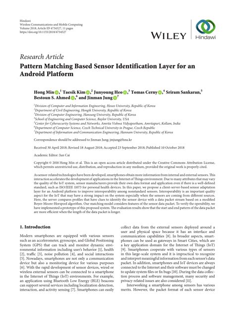 Pdf Pattern Matching Based Sensor Identification Layer For An Android Platform