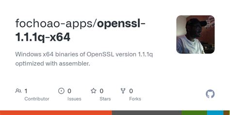 Github Fochoao Appsopenssl 111q X64 Windows X64 Binaries Of Openssl Version 111q
