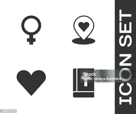 세트 성경 책 여성 성별 기호 하트 및 위치 하트 아이콘으로 벡터 0명에 대한 스톡 벡터 아트 및 기타 이미지 0명 3월 8 Istock