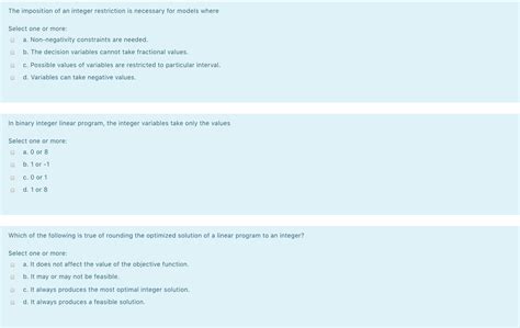 Solved The Imposition Of An Integer Restriction Is Necessary