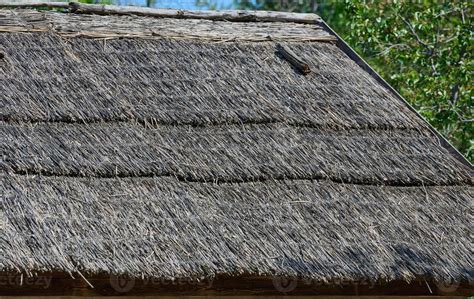 Traditional Thatched Roof Made From Natural Straw Or Reed Rustic