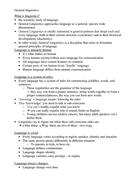Notes On General Linguistics Docsity
