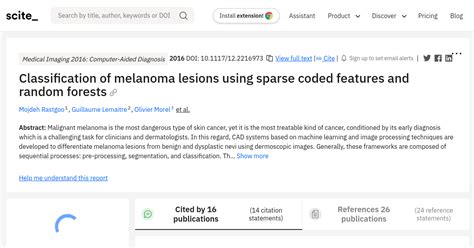 Classification Of Melanoma Lesions Using Sparse Coded Features And Random Forests Scite Report