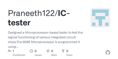 Github Praneeth122ic Tester Designed A Microprocessor Based Tester To Test The Logical
