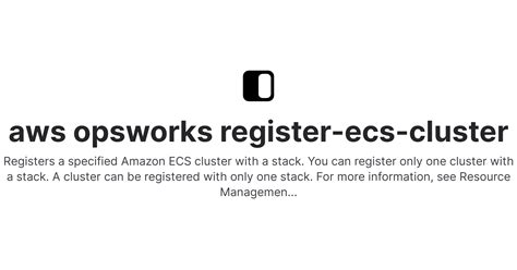 Aws Opsworks Register Ecs Cluster Fig