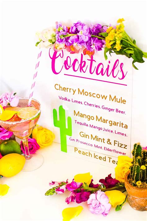 Diy Drinks Cocktail Menu On Glass With Vinyl Welcome Tropical Bespoke