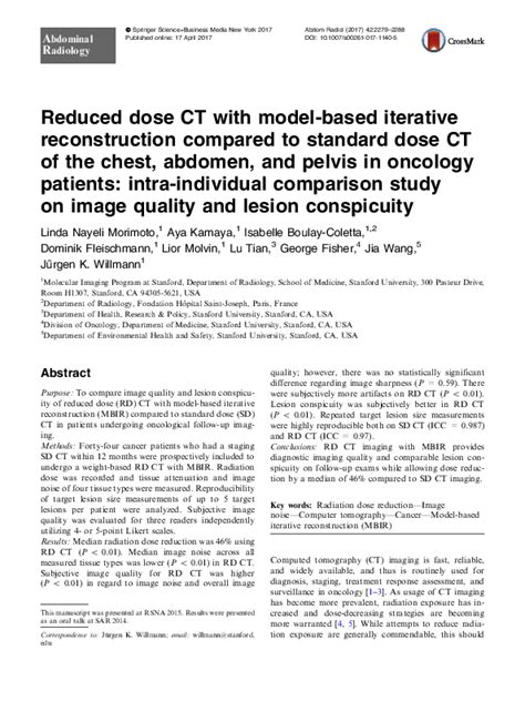Pdf Reduced Dose Ct With Model Based Iterative Reconstruction Compared To Standard Dose Ct Of