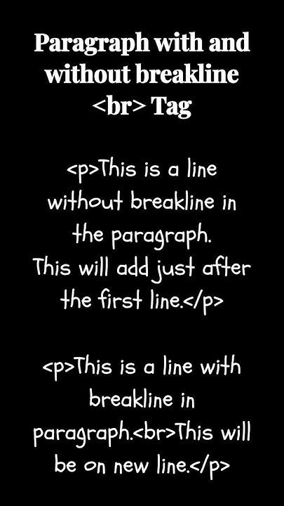 Paragraph With And Without Breakline Tag Html Html5 Basichtmltags