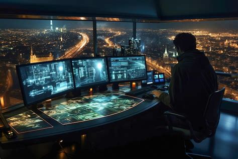 Premium AI Image Photo Of A Man Working At A Desk With Multiple