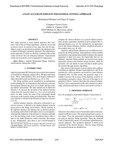 Pdf A Fast Accurate Implicit Polynomial Fitting Approach