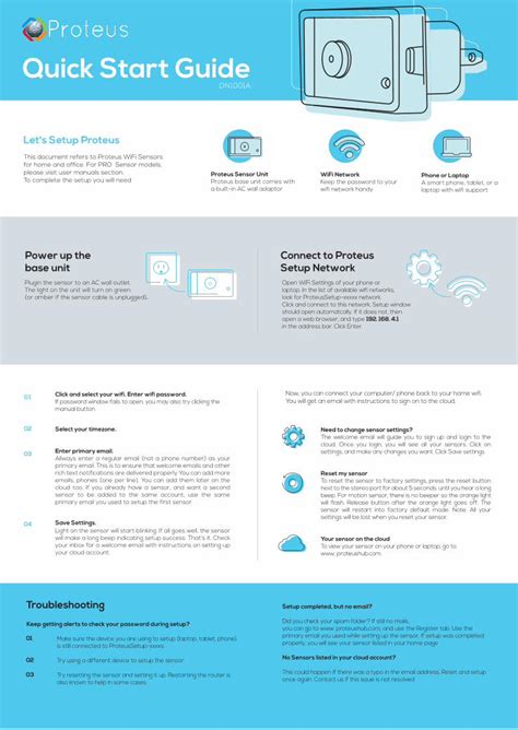 Pdf Quick Start Guide Proteus Sensors Look For Proteussetup Xxxxx Network Click And