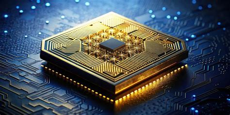 Advanced Microprocessor Technology A Close Up View Of A Golden Integrated Circuit Generative Ai