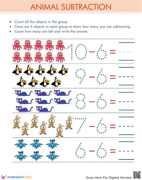 Subtract Six Worksheet