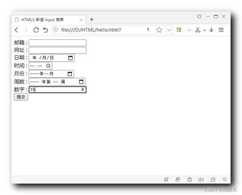 【html5】html5 新增 input 表单 邮箱输入表单 网址输入表单 日期输入表单 时间输入表单 电话输入表单