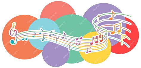 흰색 바탕에 화려한 음악 노트 무지개 무료 벡터